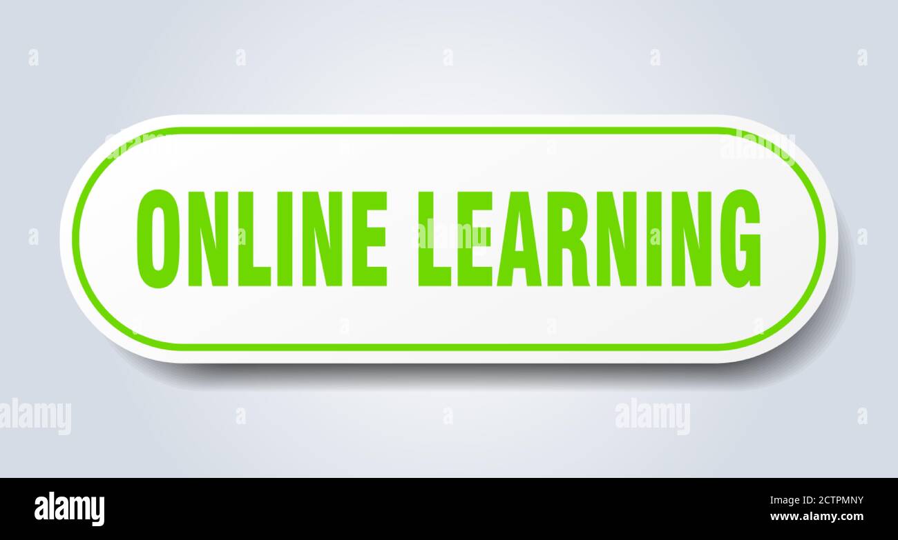 online learning sign. rounded isolated sticker. white button Stock ...
