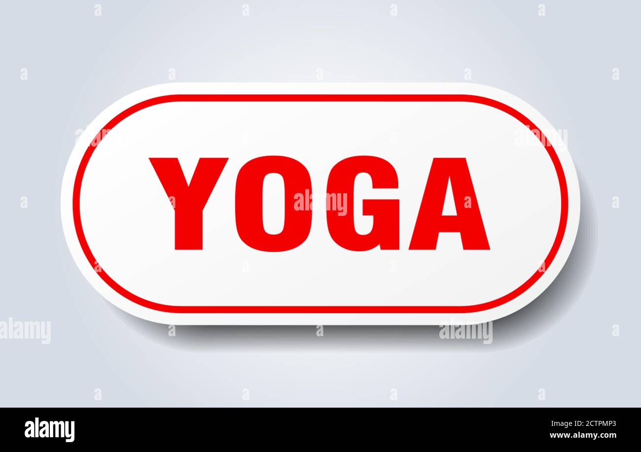 yoga sign. rounded isolated sticker. white button Stock Vector Image ...