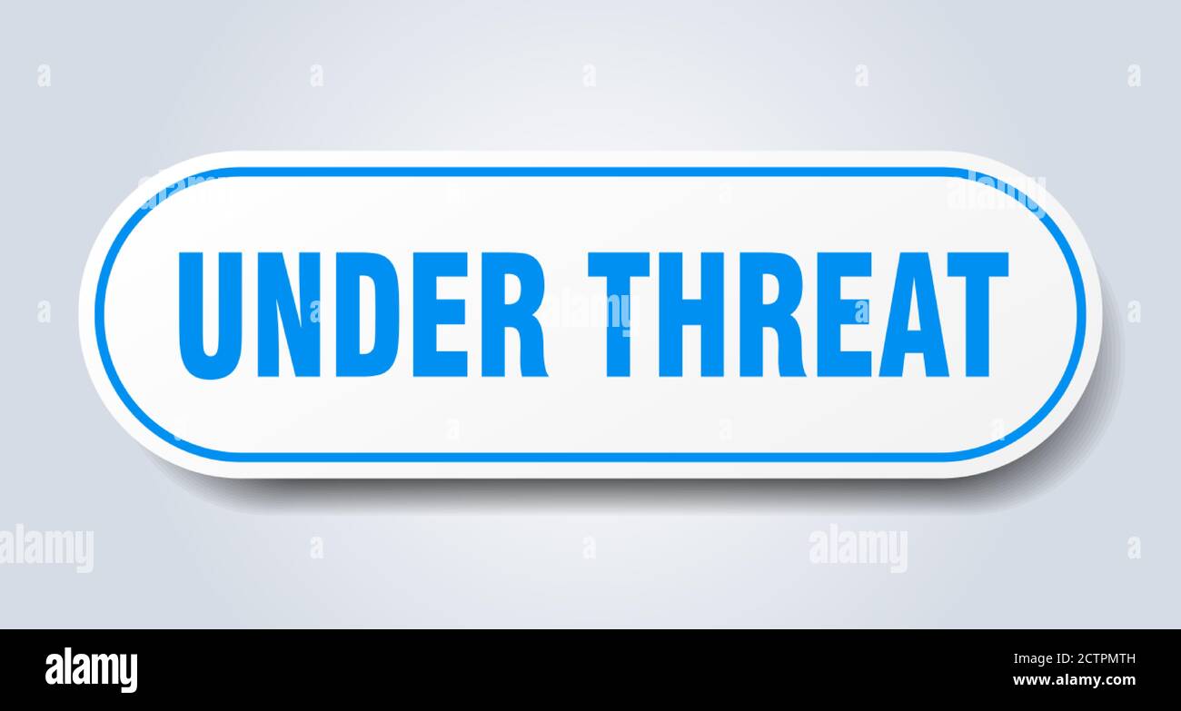 under threat sign. rounded isolated sticker. white button Stock Vector ...
