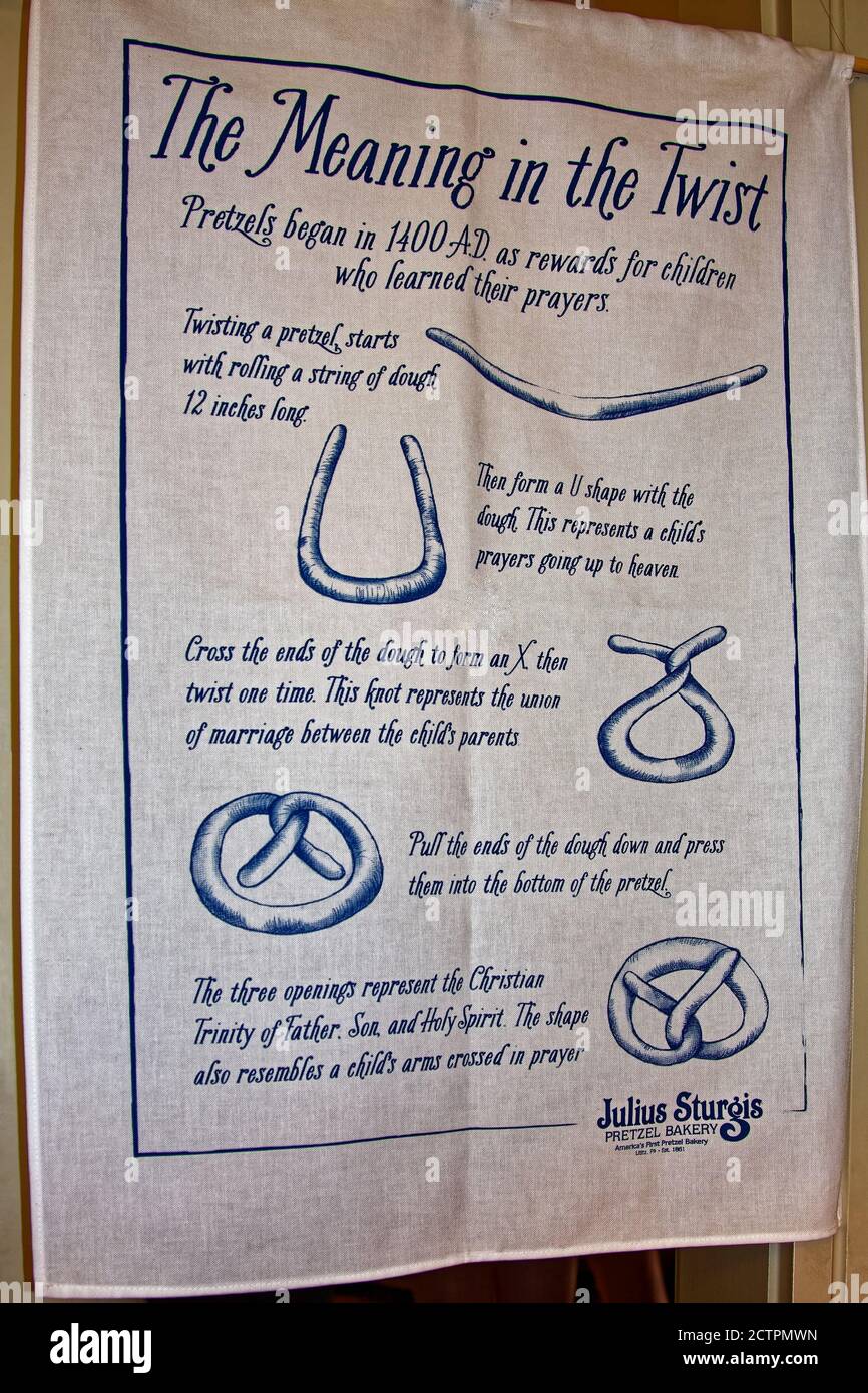 How to Twist a Pretzel banner, words, drawings, instructions, cloth ...