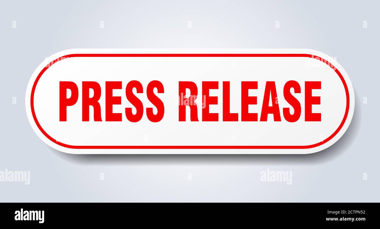 press release sign. rounded isolated sticker. white button Stock Vector ...