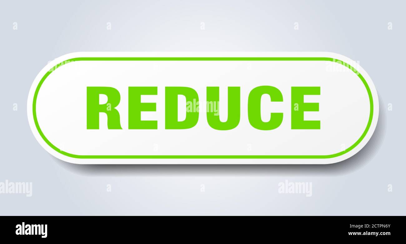 reduce sign. rounded isolated sticker. white button Stock Vector Image ...