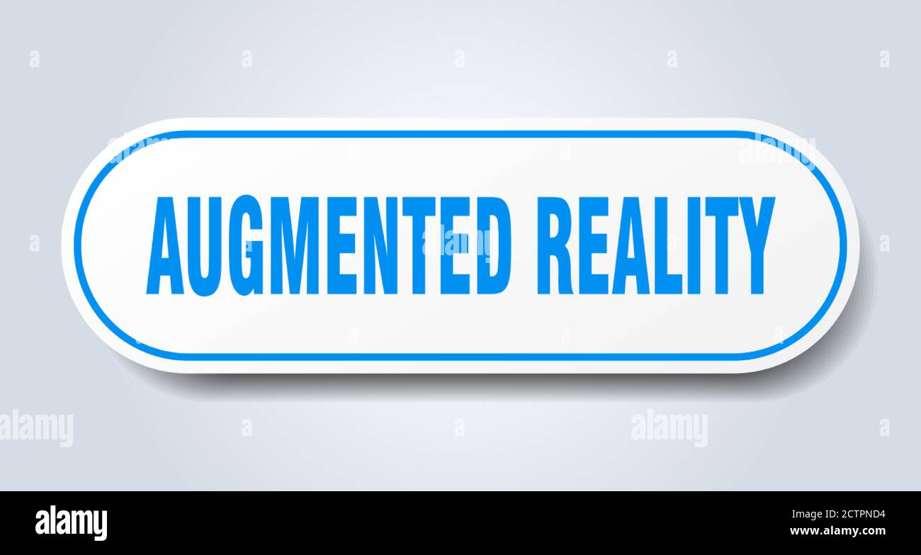 augmented reality sign. rounded isolated sticker. white button Stock ...