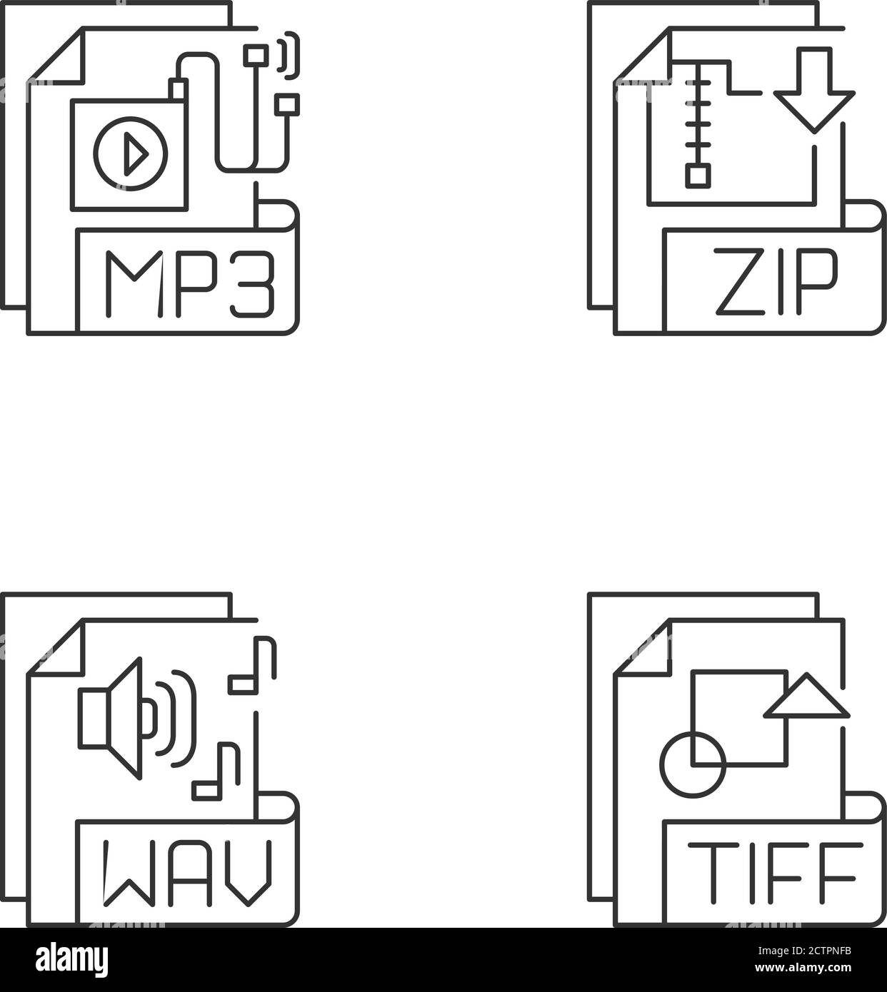 File types pixel perfect linear icons set Stock Vector Image & Art - Alamy