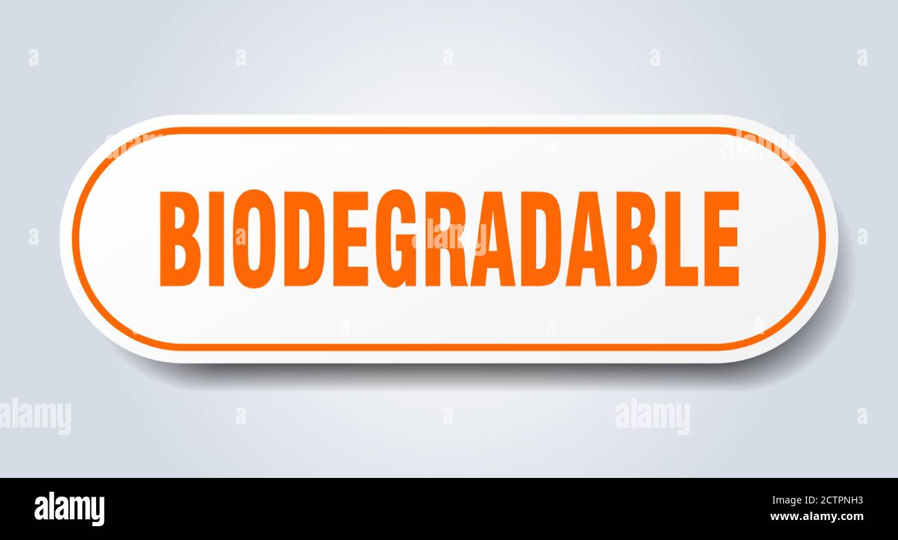 biodegradable sign. rounded isolated sticker. white button Stock Vector ...