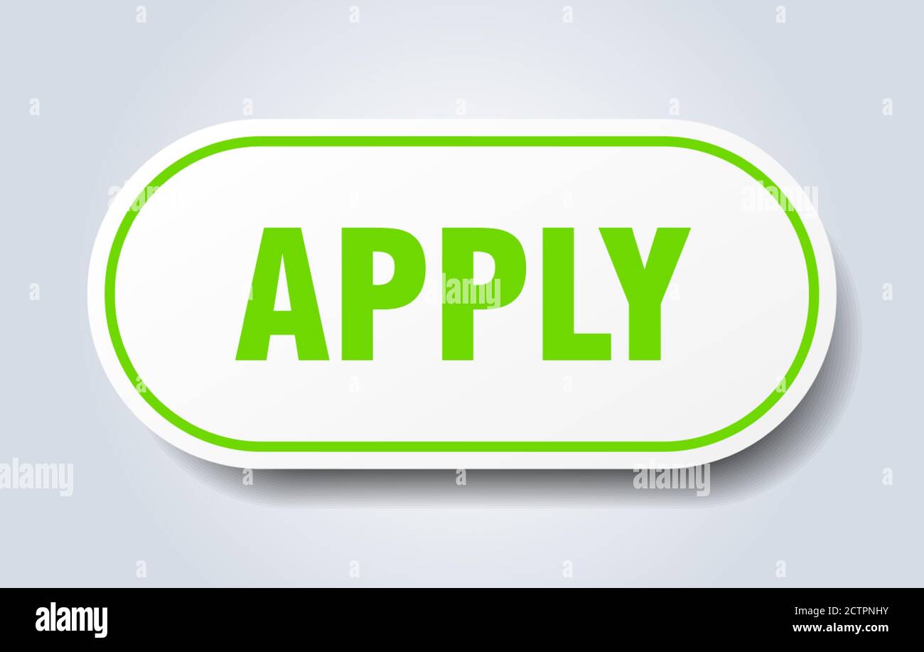 apply sign. rounded isolated sticker. white button Stock Vector Image ...