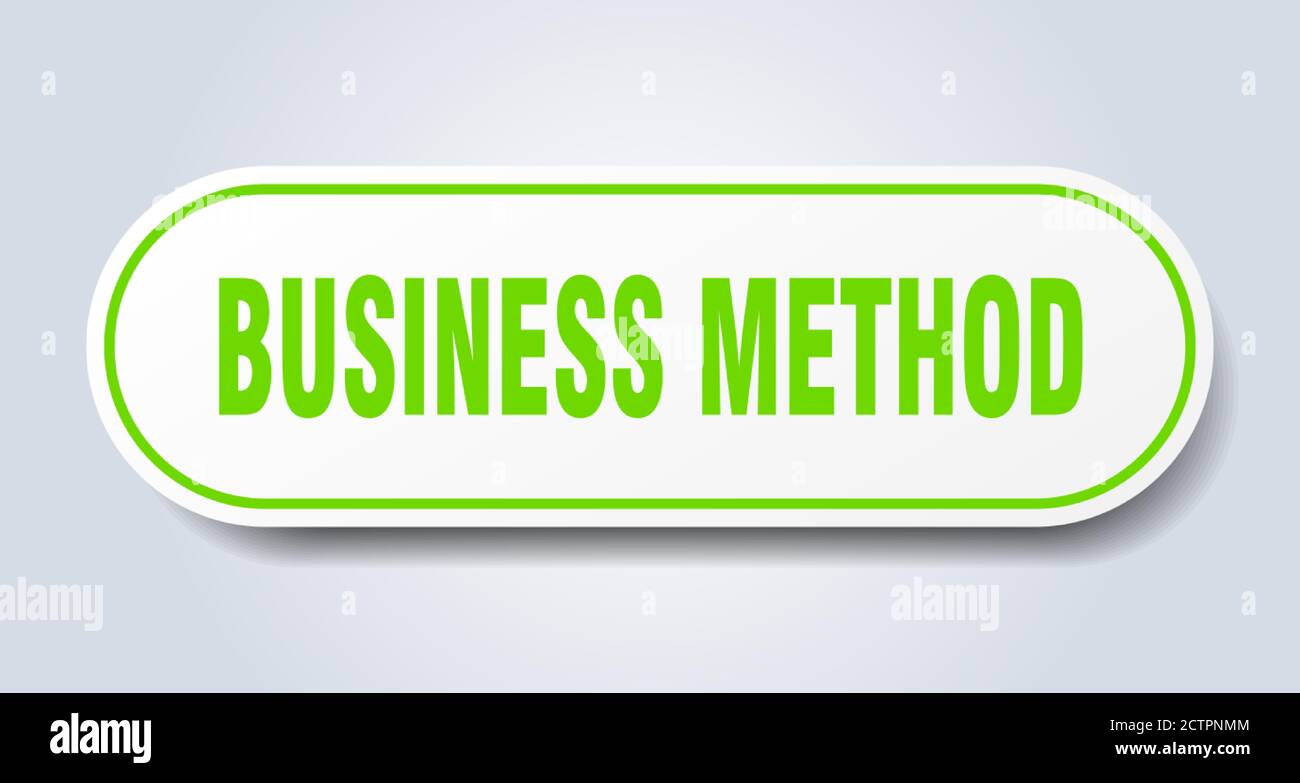 business method sign. rounded isolated sticker. white button Stock ...
