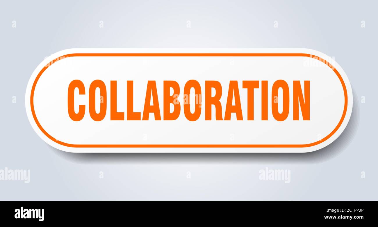 collaboration sign. rounded isolated sticker. white button Stock Vector ...