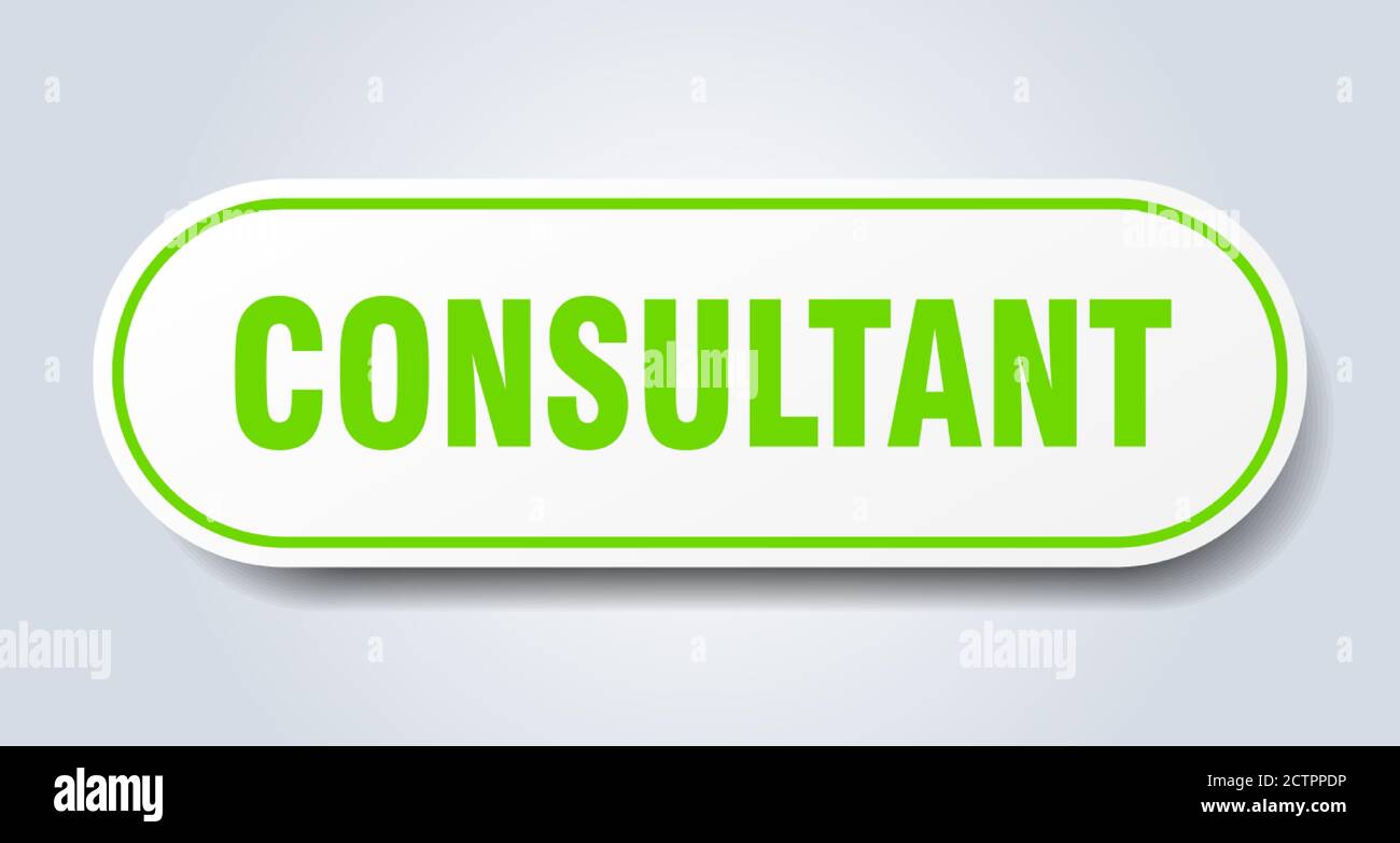 consultant sign. rounded isolated sticker. white button Stock Vector ...