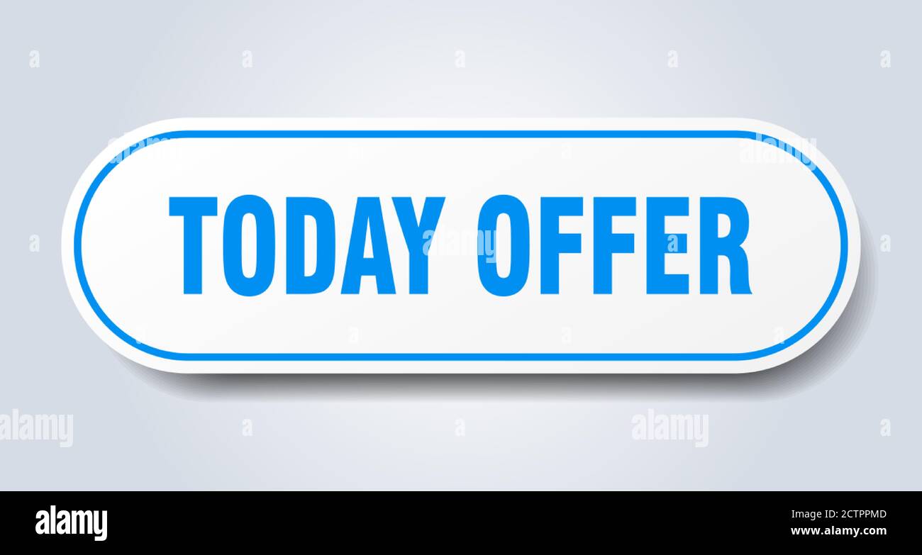 today offer sign. rounded isolated sticker. white button Stock Vector ...