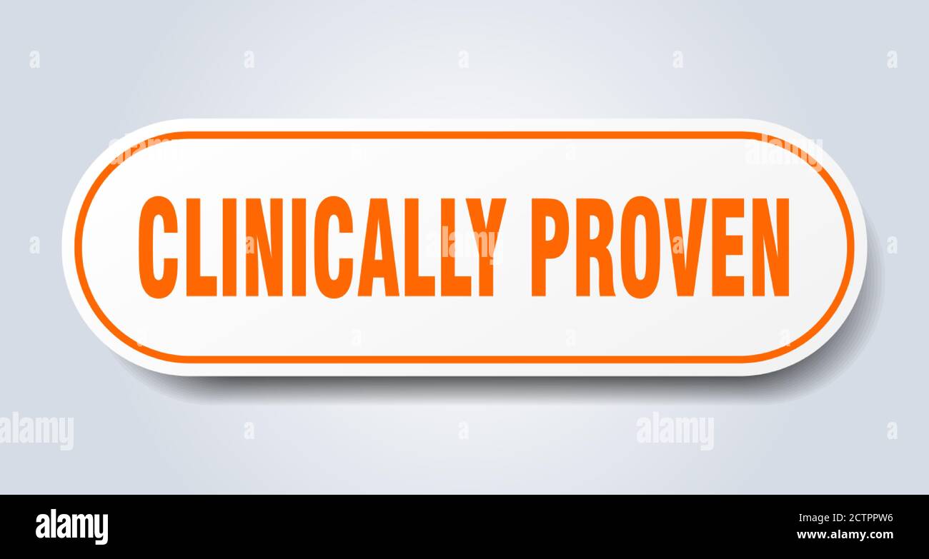 clinically proven sign. rounded isolated sticker. white button Stock ...