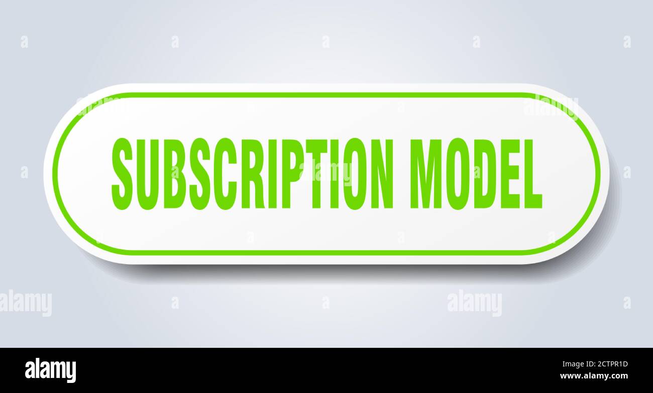 subscription model sign. rounded isolated sticker. white button Stock ...