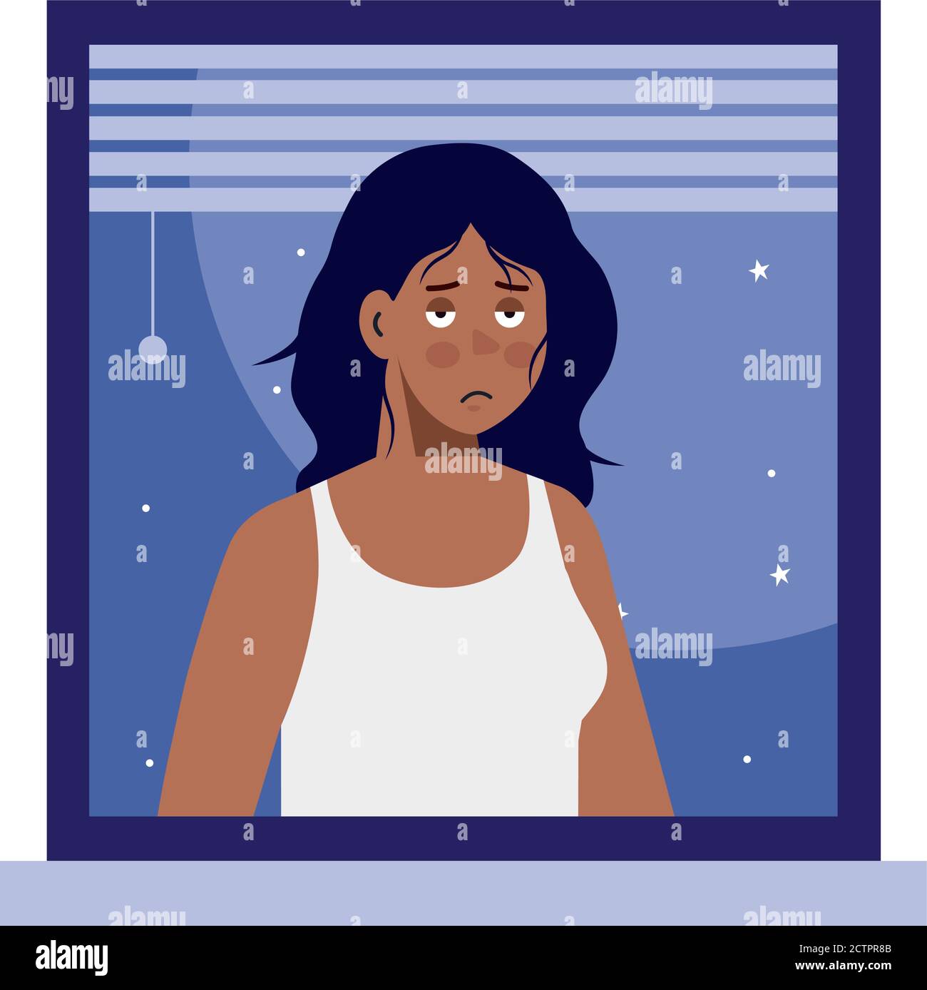 woman cartoon with insomnia in window vector design Stock Vector Image ...