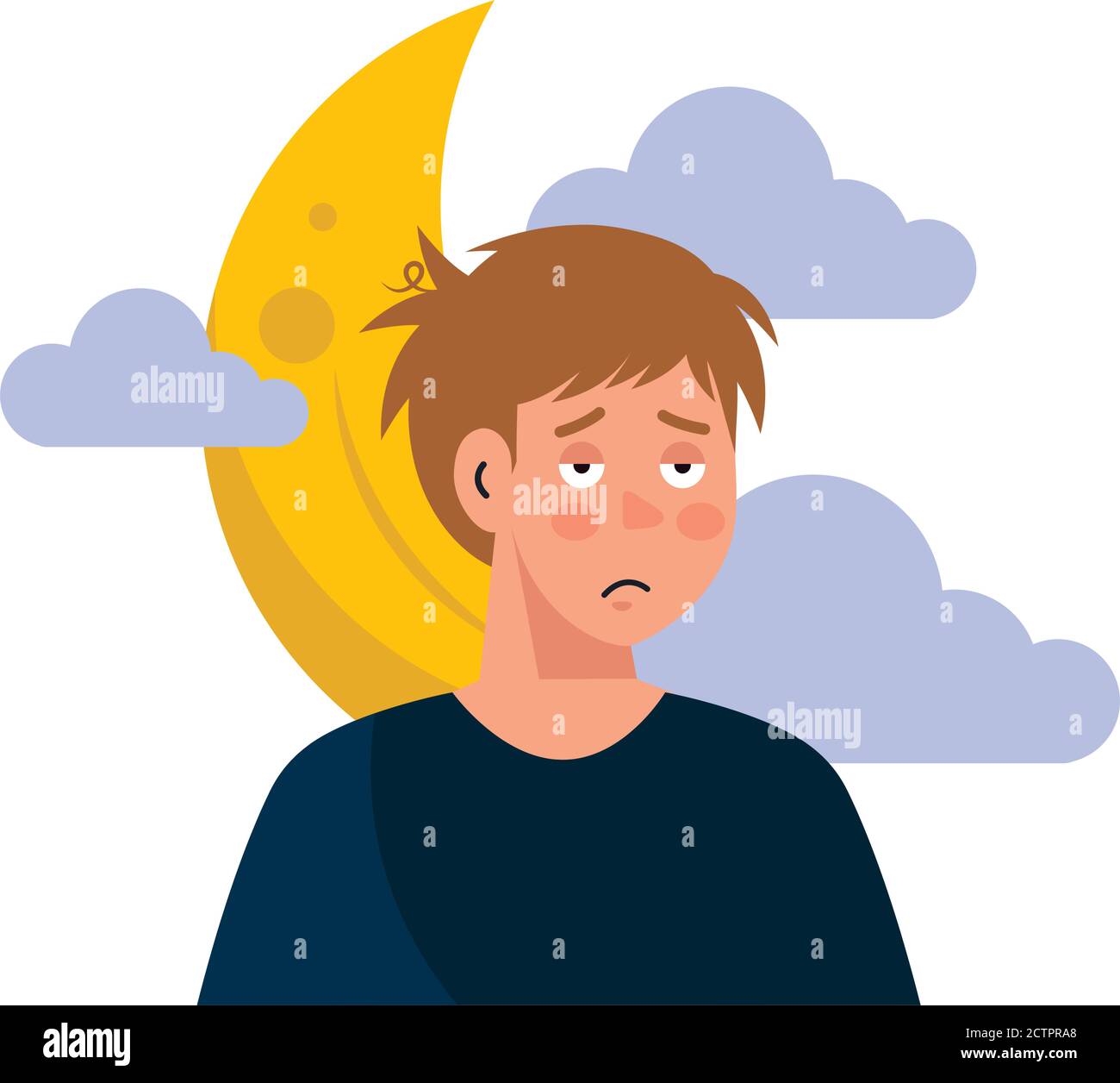 man cartoon with insomnia moon and clouds vector design Stock Vector ...