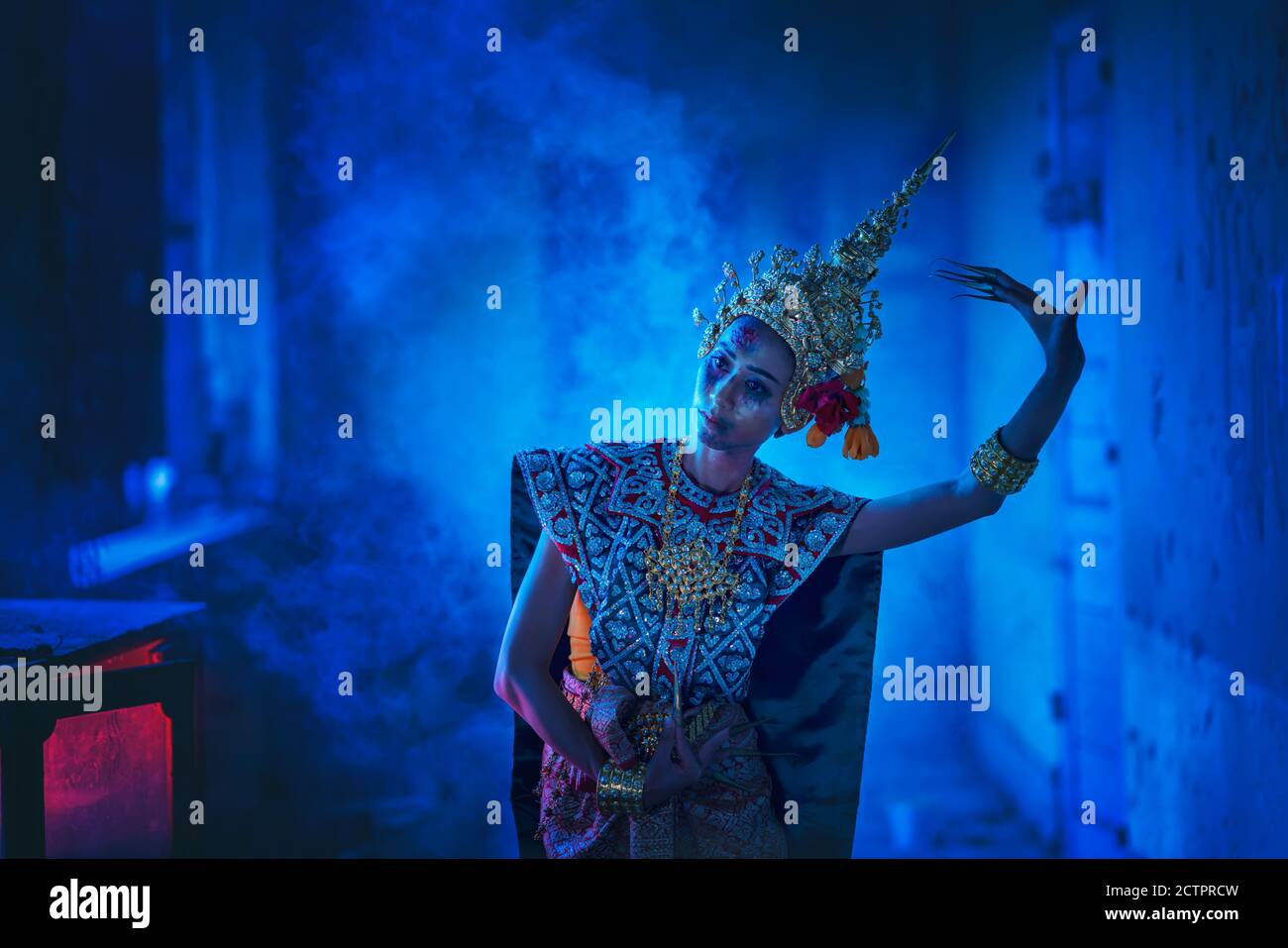 Ancient Thai ghost in traditional costume that appear in History, woman ...