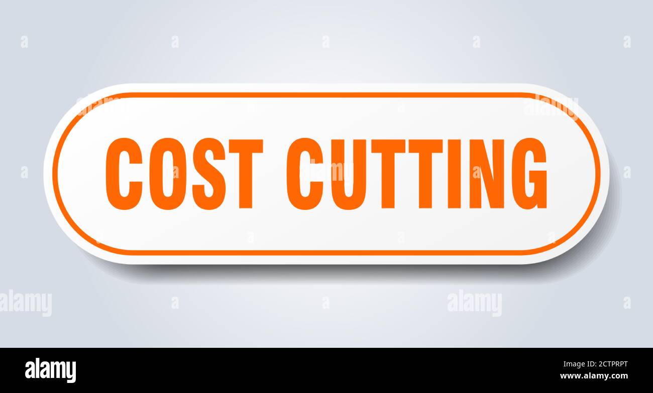 cost cutting sign. rounded isolated sticker. white button Stock Vector ...