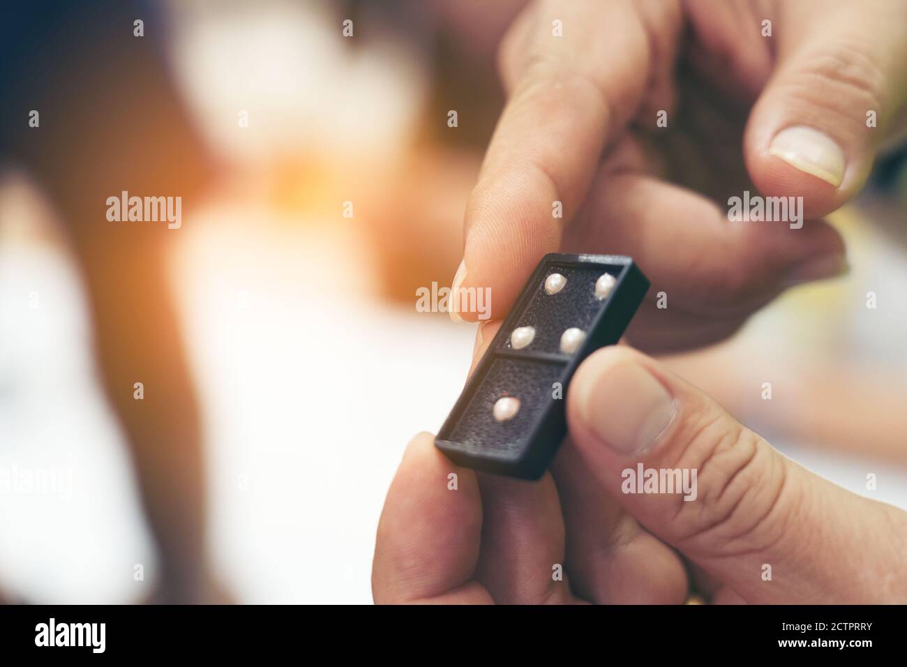 close up hand touch domino bulging play game hand strategy for blind ...