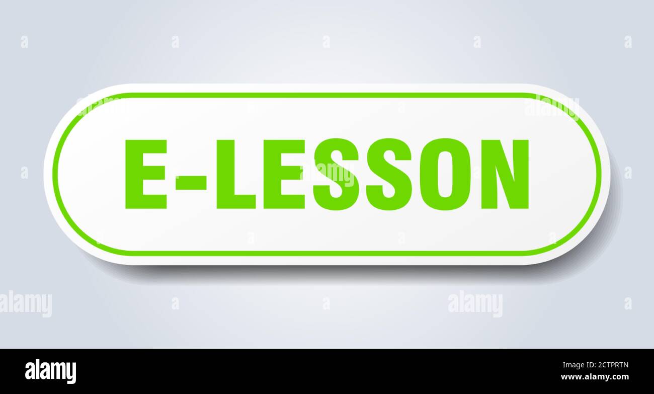 e-lesson sign. rounded isolated sticker. white button Stock Vector ...