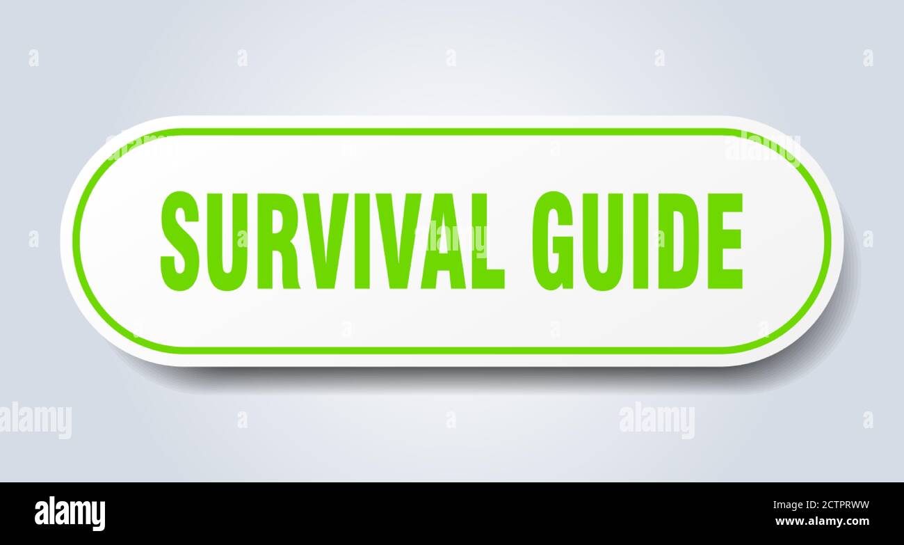 survival guide sign. rounded isolated sticker. white button Stock ...