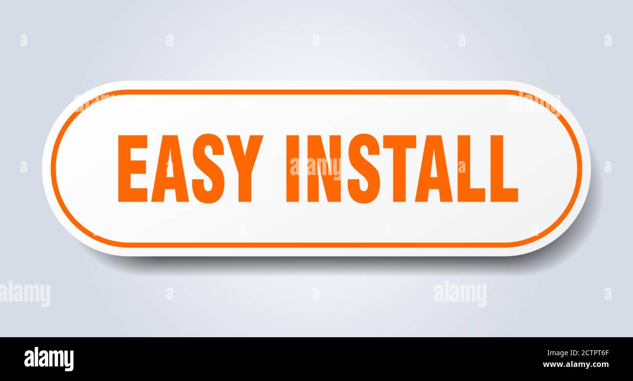 easy install sign. rounded isolated sticker. white button Stock Vector ...