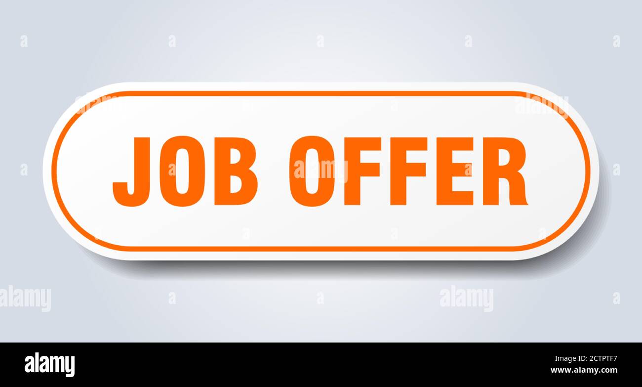 job offer sign. rounded isolated sticker. white button Stock Vector ...