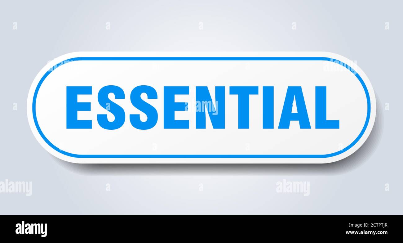 essential sign. rounded isolated sticker. white button Stock Vector ...