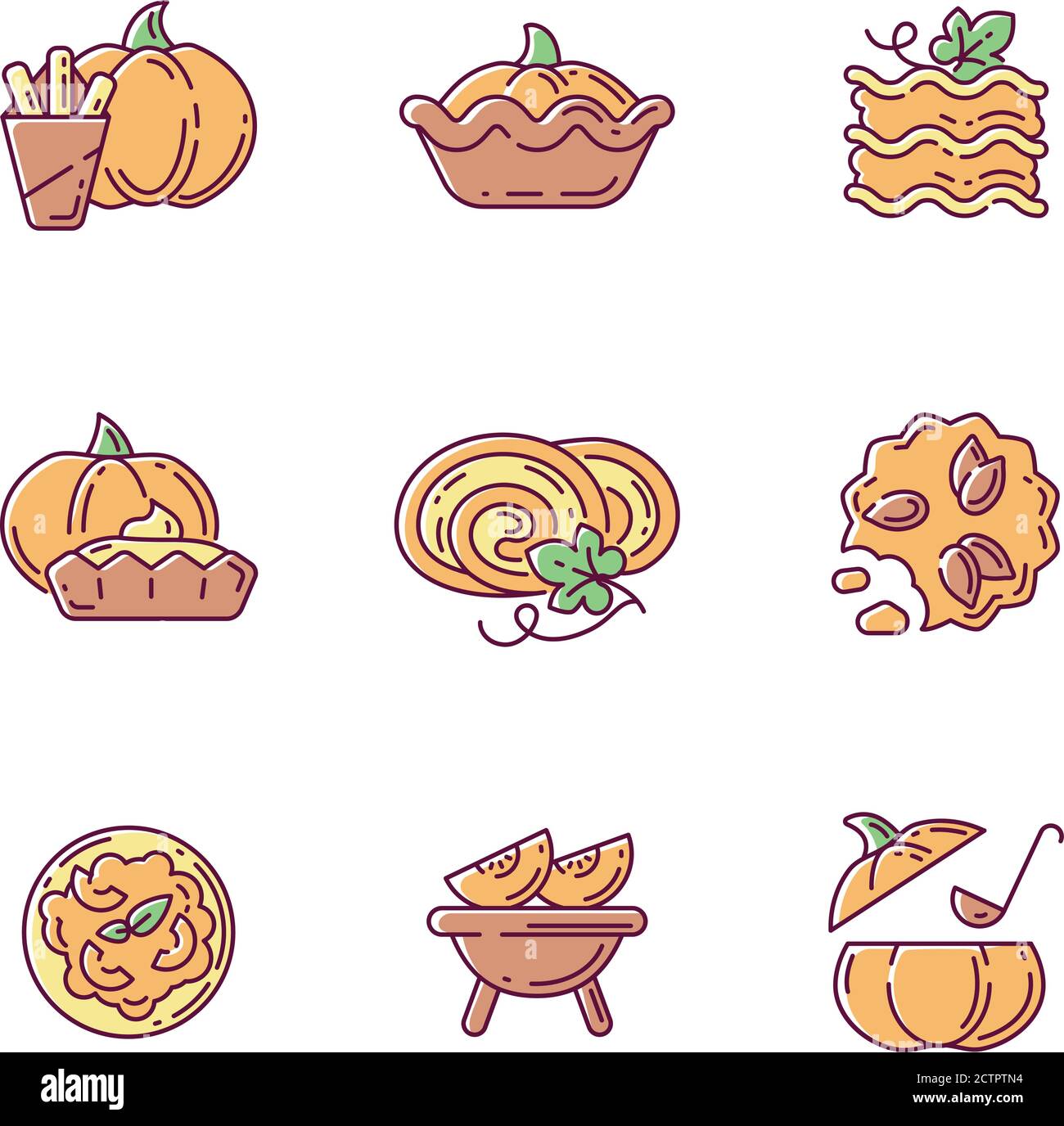 Pumpkin dishes RGB color icons set Stock Vector Image & Art - Alamy