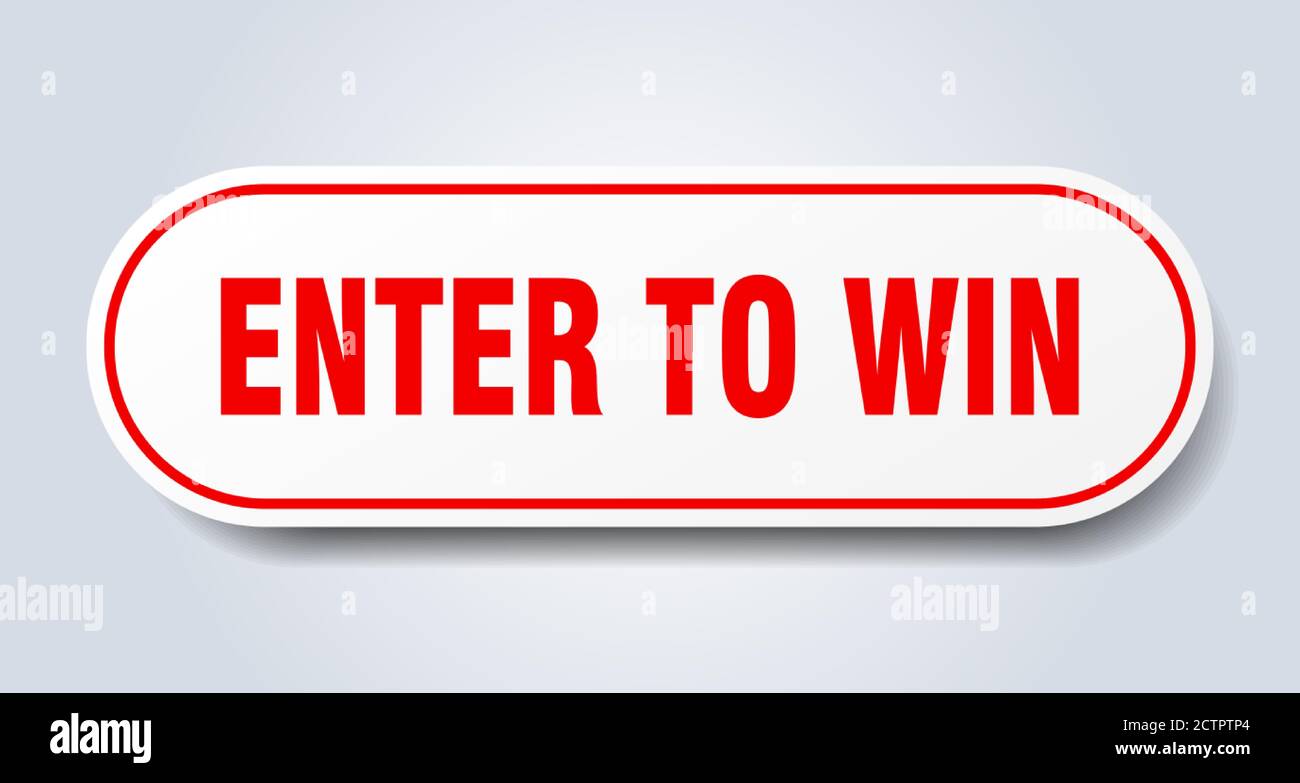 enter to win sign. rounded isolated sticker. white button Stock Vector ...