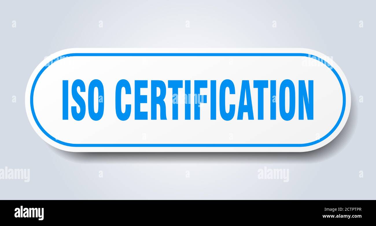 iso certification sign. rounded isolated sticker. white button Stock ...