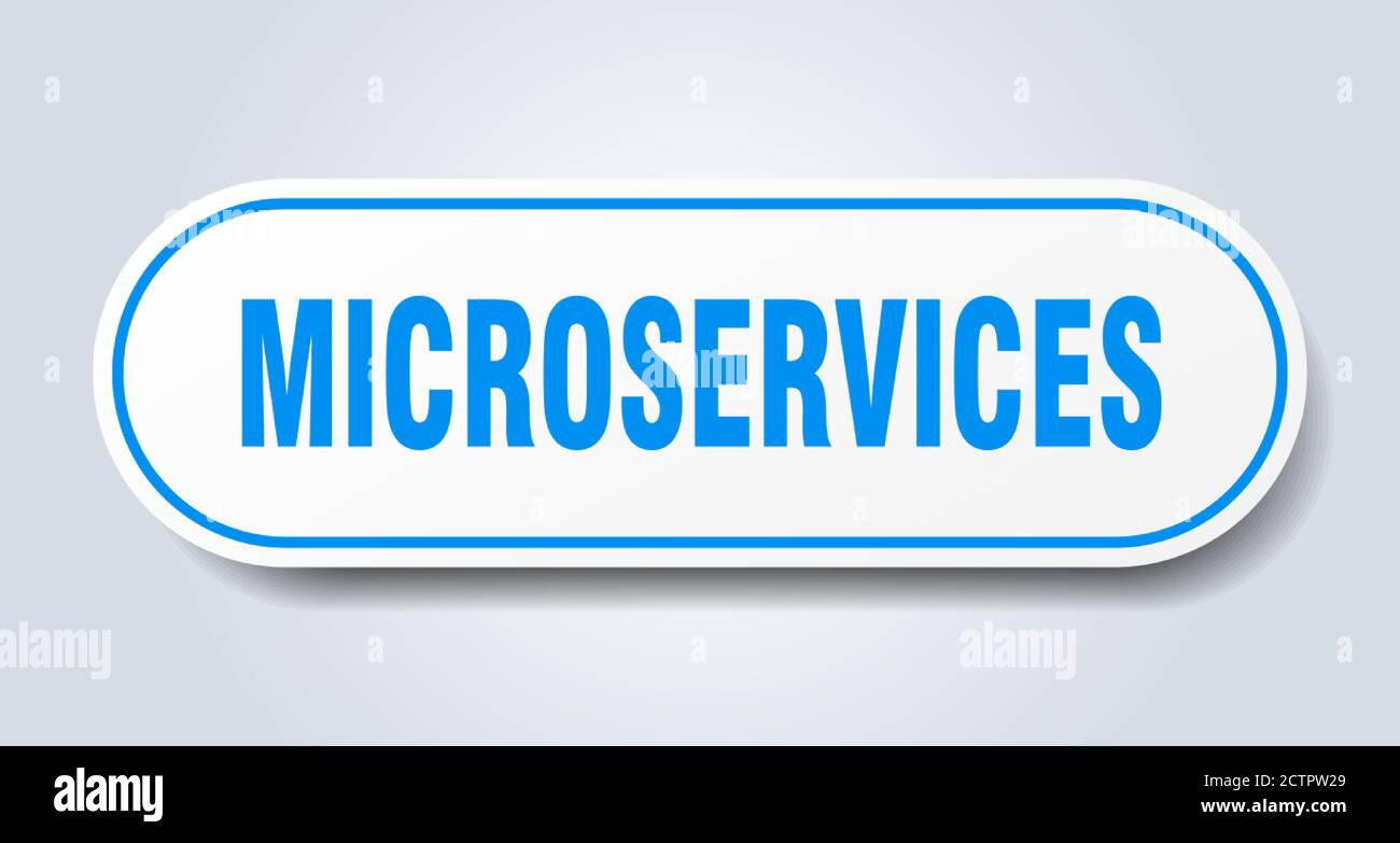 microservices sign. rounded isolated sticker. white button Stock Vector ...