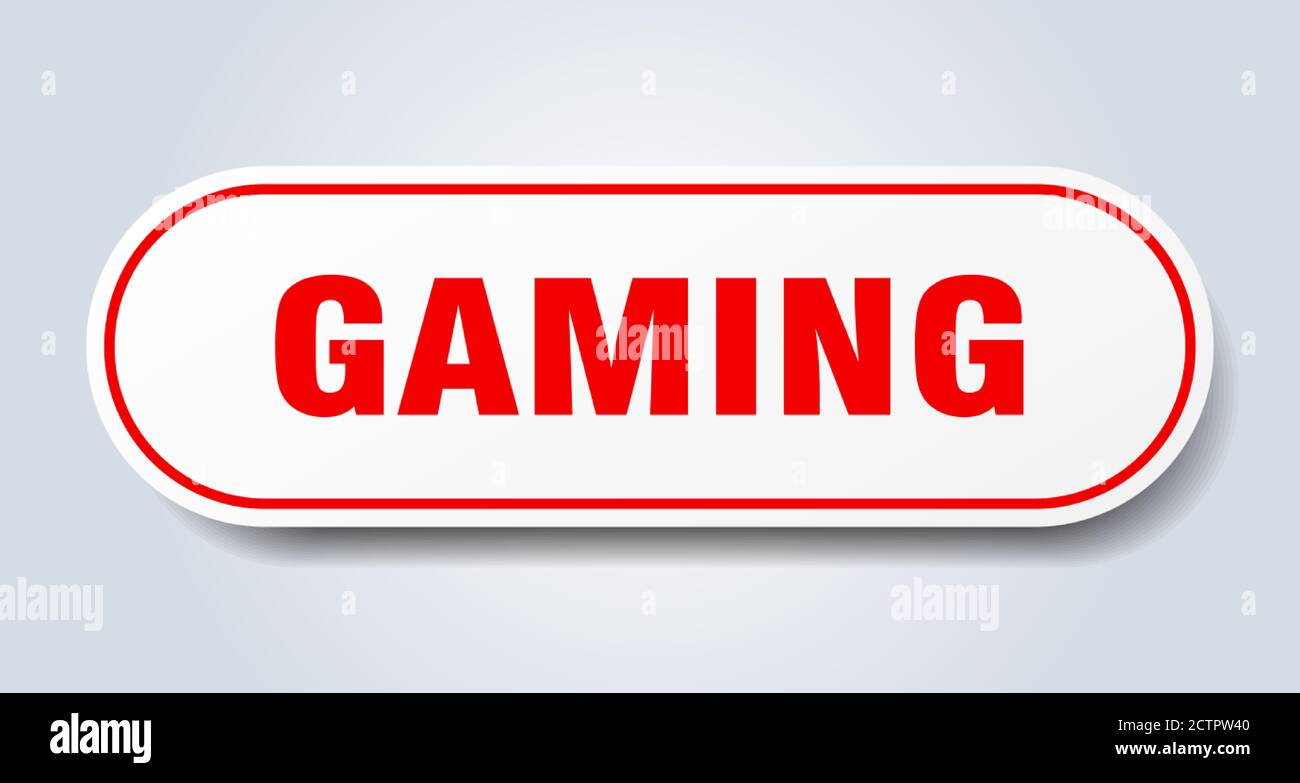 gaming sign. rounded isolated sticker. white button Stock Vector Image ...