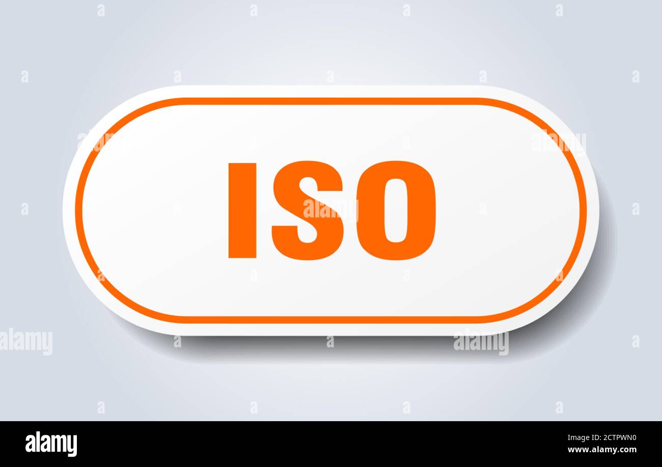 iso sign. rounded isolated sticker. white button Stock Vector Image ...