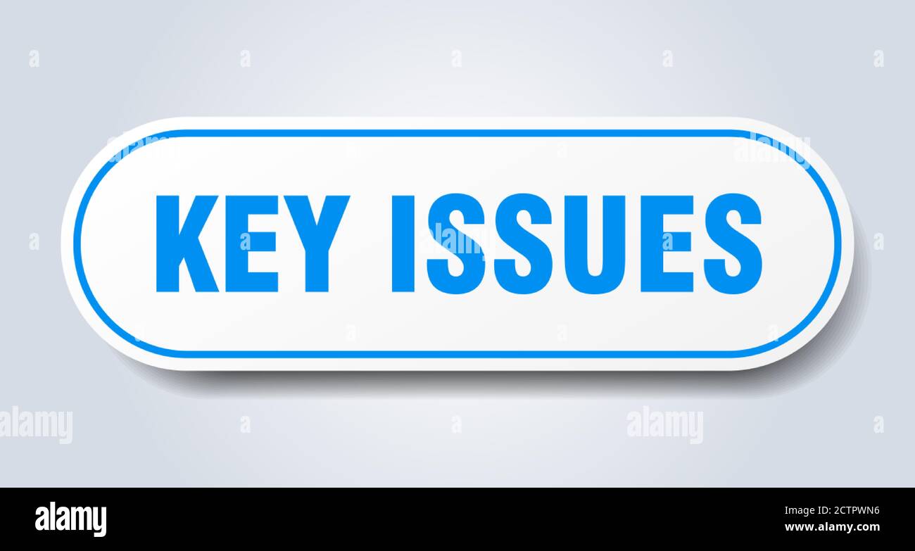 key issues sign. rounded isolated sticker. white button Stock Vector ...