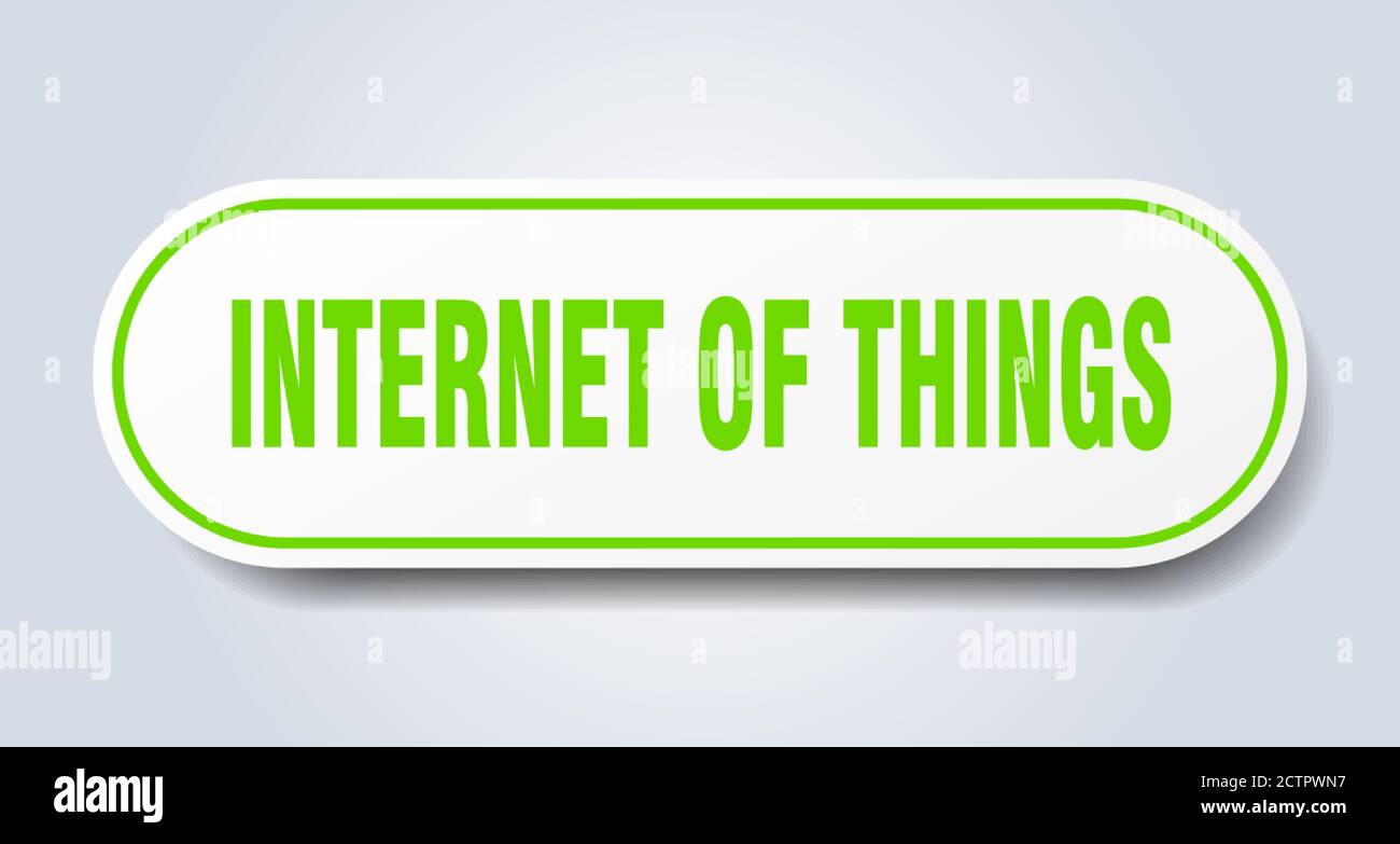 internet of things sign. rounded isolated sticker. white button Stock ...