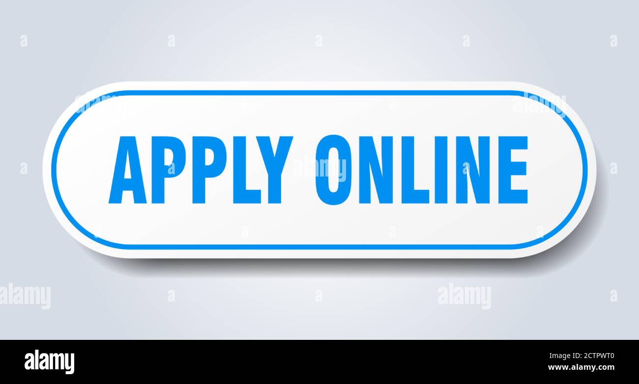apply online sign. rounded isolated sticker. white button Stock Vector ...