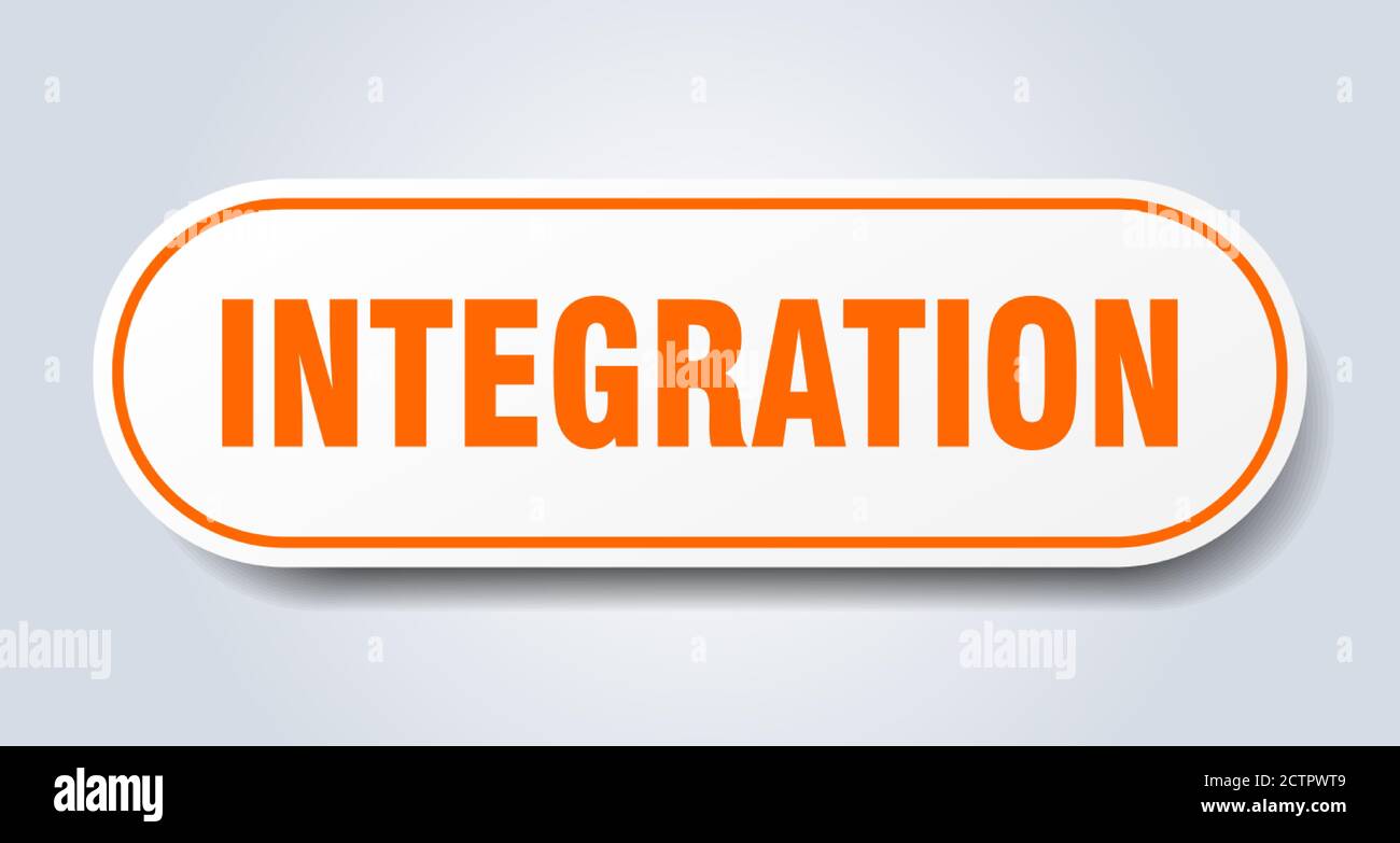 integration sign. rounded isolated sticker. white button Stock Vector ...