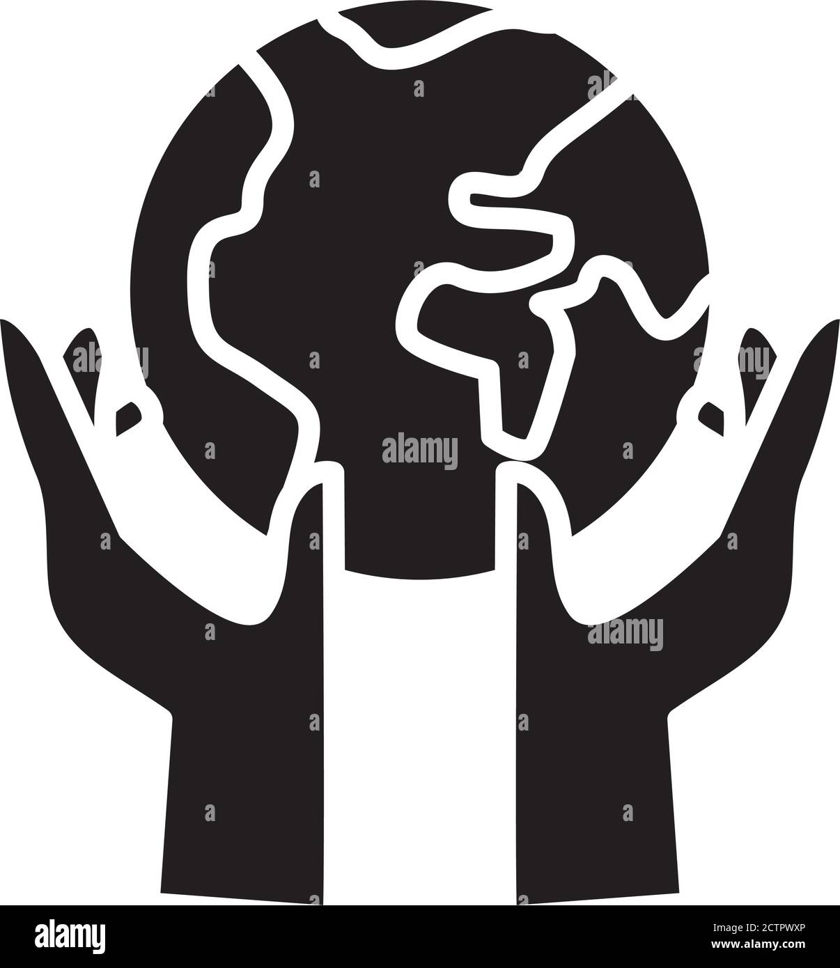 hands human lifting earth planet silhouette style icon vector ...