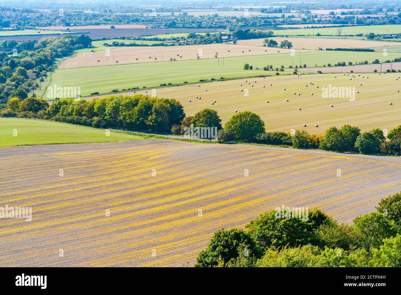 View of English countryside from Dunstable Downs in the Chiltern Hills ...
