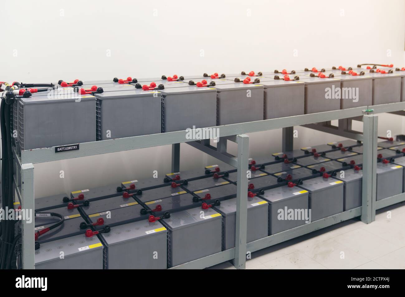 Battery pack in battery room in power plant for supply electricity in plant during shutdown ...