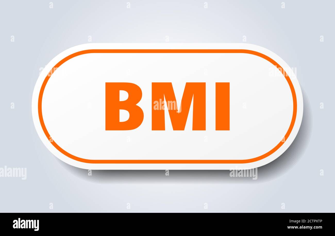 bmi sign. rounded isolated sticker. white button Stock Vector Image ...