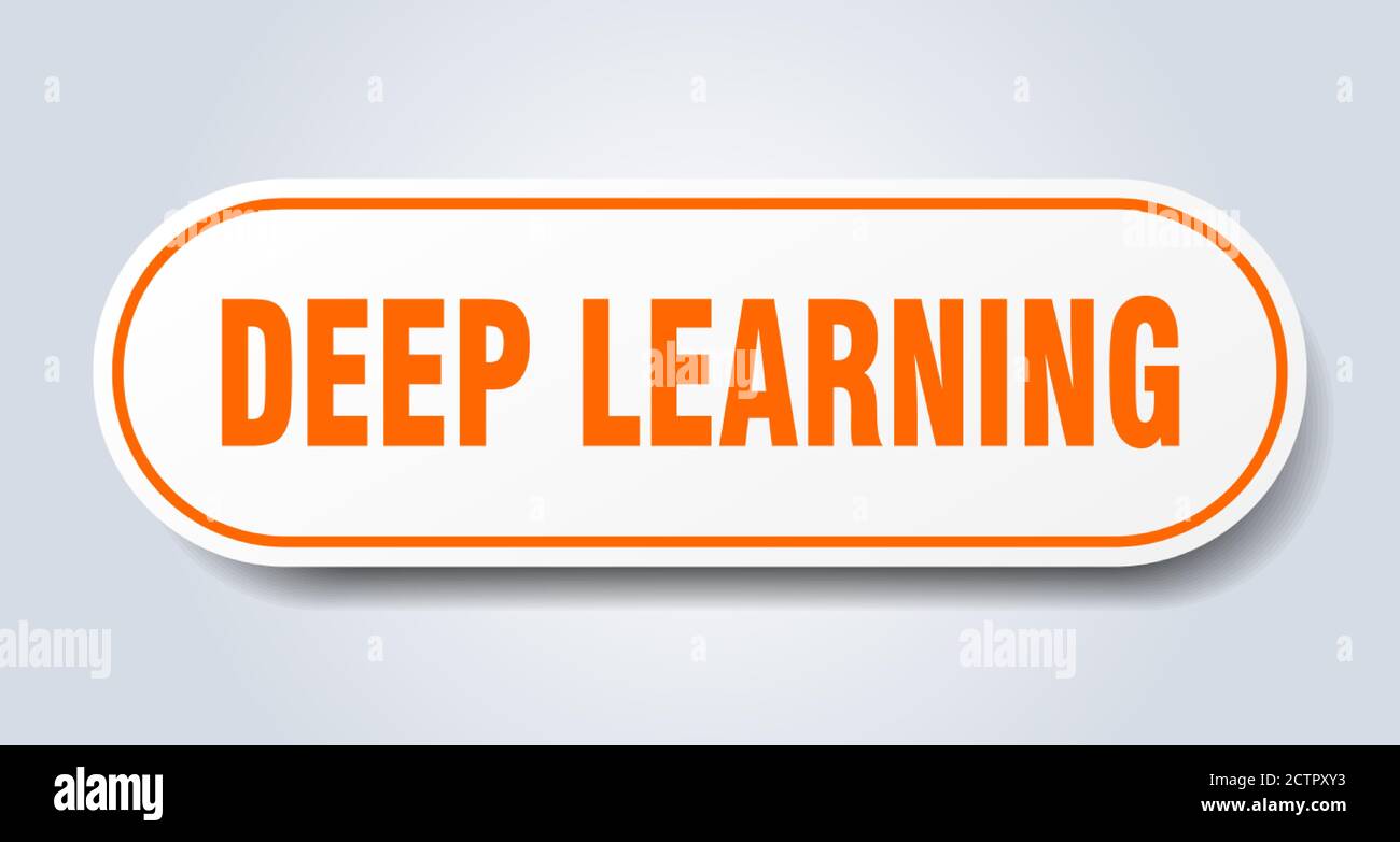 deep learning sign. rounded isolated sticker. white button Stock Vector ...