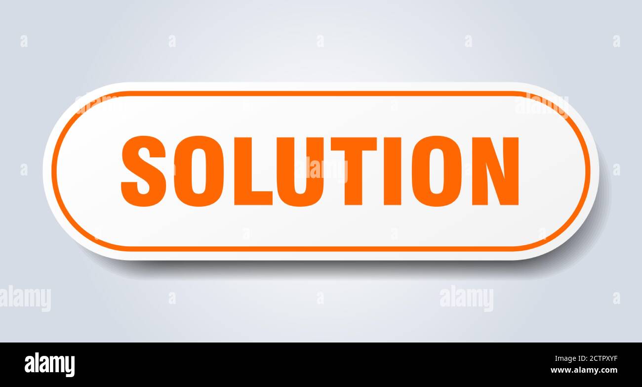 solution sign. rounded isolated sticker. white button Stock Vector ...