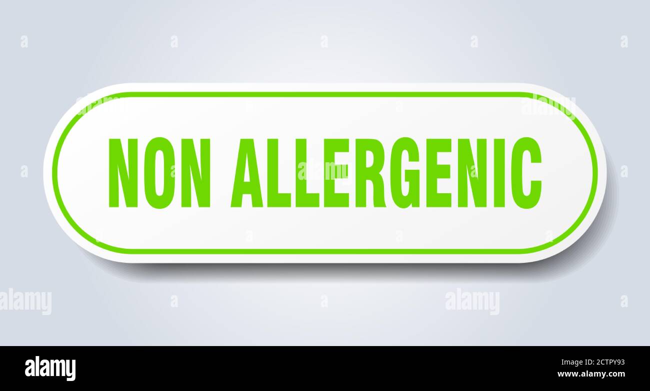 non allergenic sign. rounded isolated sticker. white button Stock ...