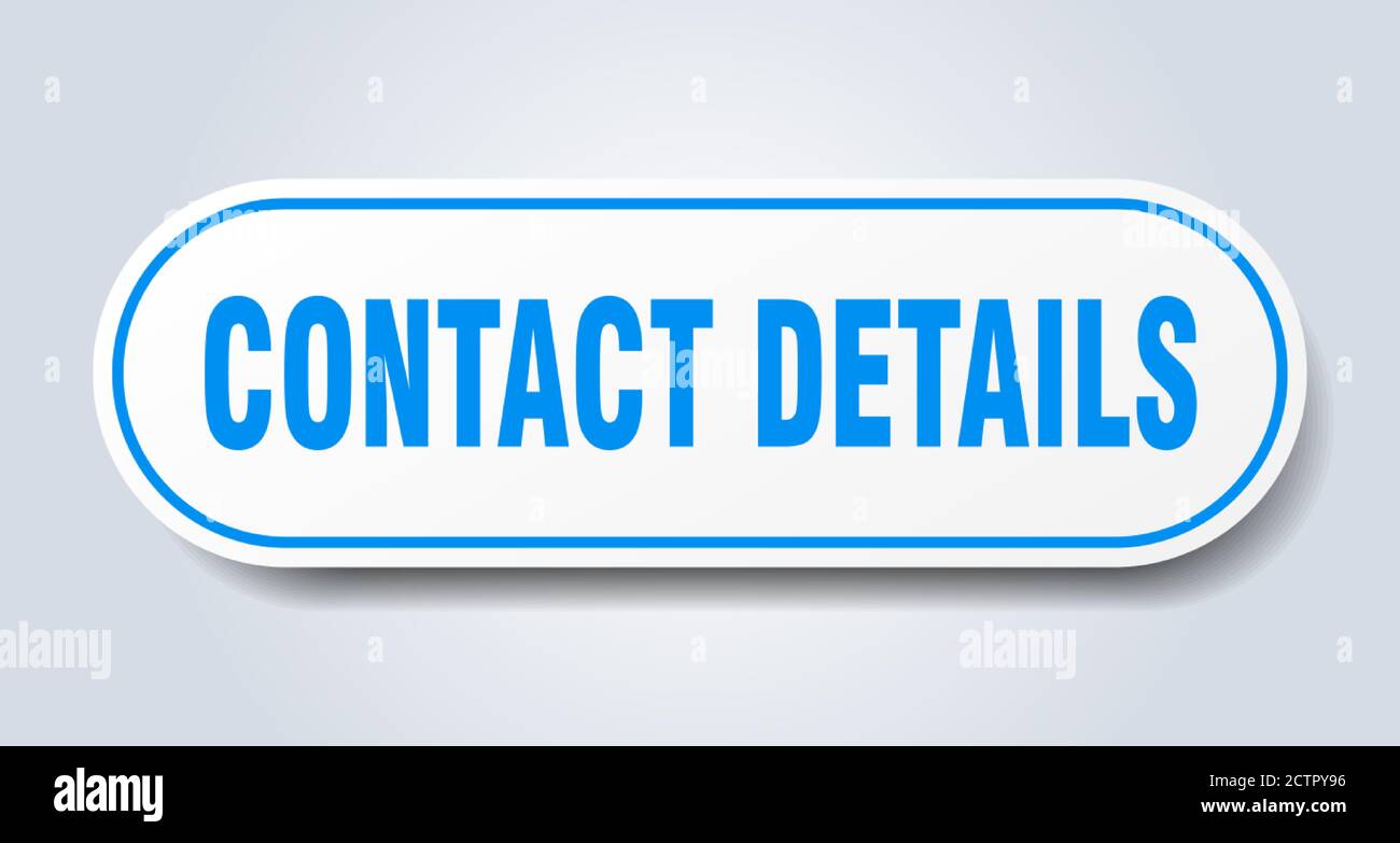 contact details sign. rounded isolated sticker. white button Stock ...