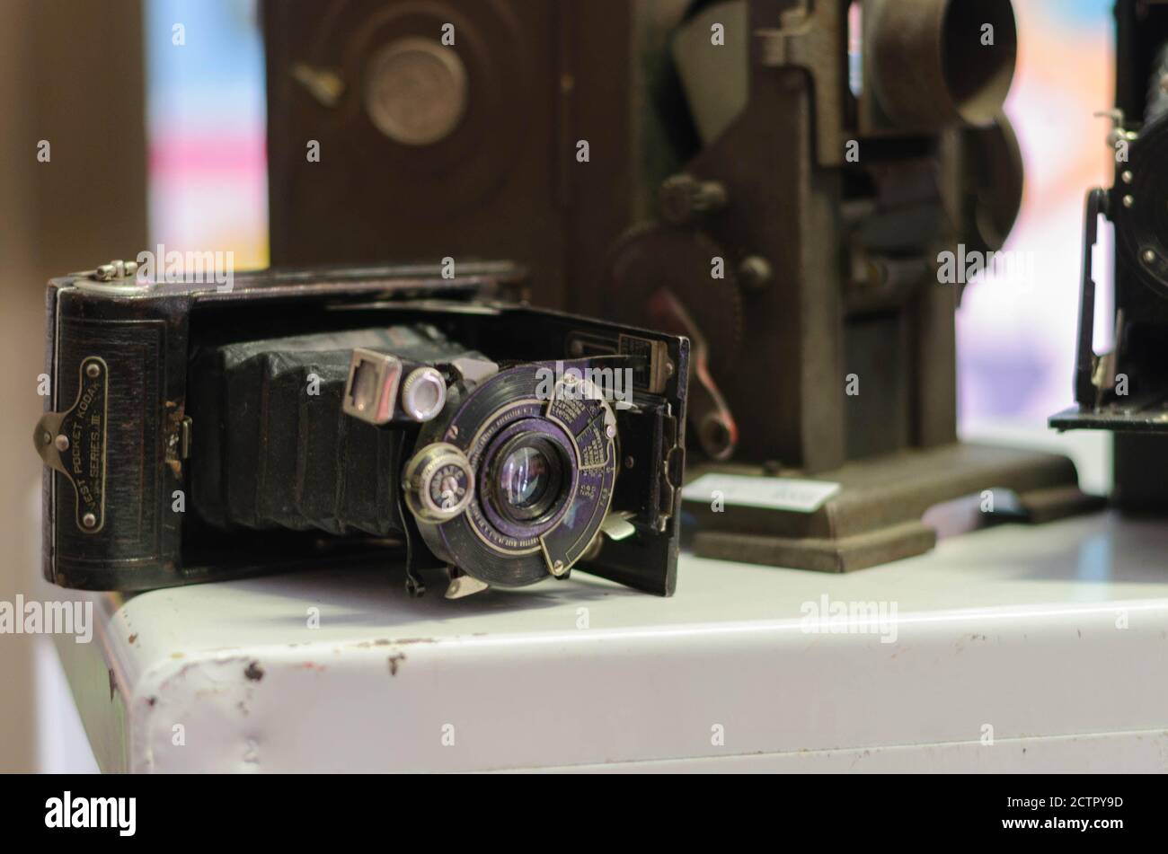 old photo cameras in the shop window Stock Photo - Alamy
