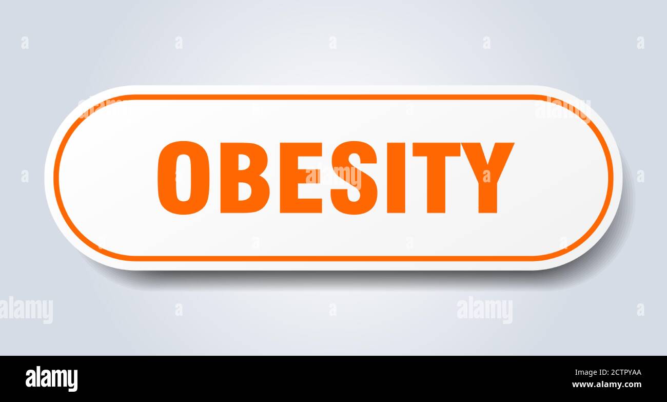 obesity sign. rounded isolated sticker. white button Stock Vector Image ...