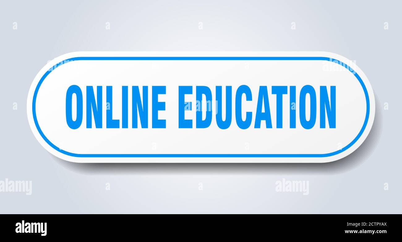 online education sign. rounded isolated sticker. white button Stock ...