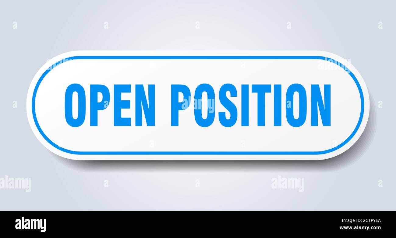 open position sign. rounded isolated sticker. white button Stock Vector ...