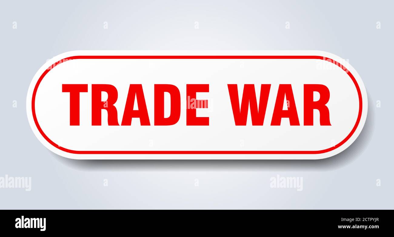 trade war sign. rounded isolated sticker. white button Stock Vector ...