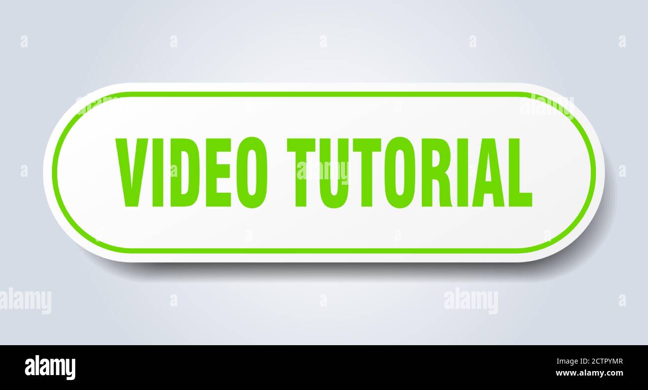 video tutorial sign. rounded isolated sticker. white button Stock ...